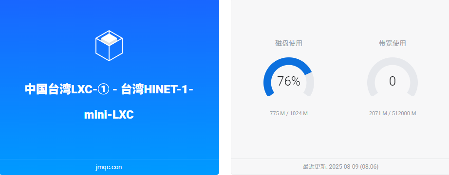 无忧云台湾LXC-① - 台湾HINET-1-mini-LXC ￥4.50元 4K无压力